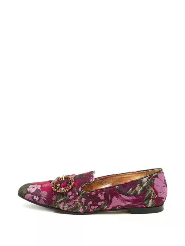 Dolce & Gabbana Crystal-embellished Floral Jacquard Loafers