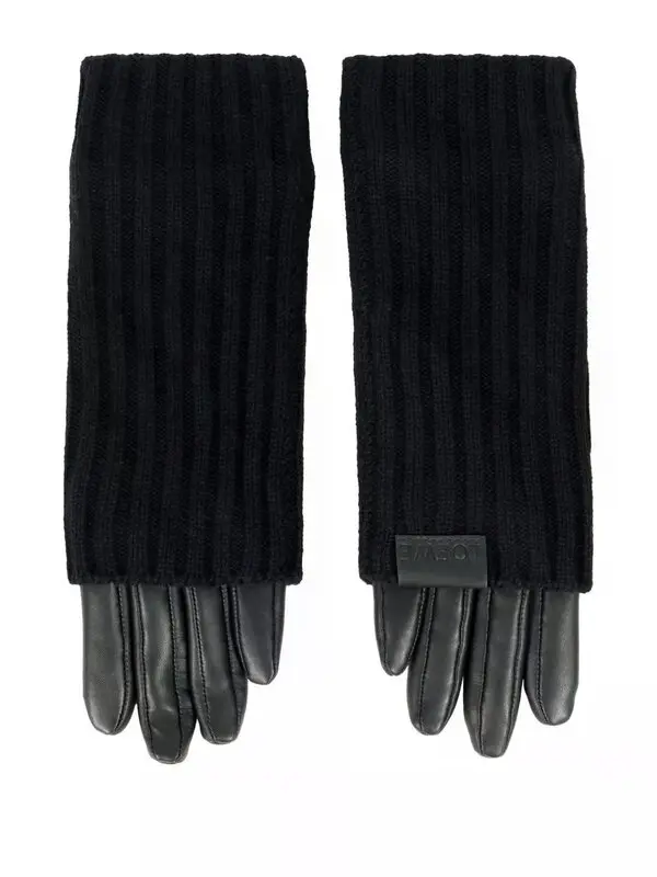 Loewe Ribbed Leather Gloves - Black