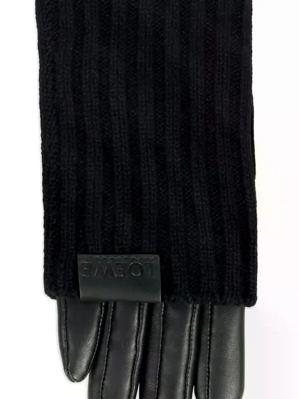 Loewe Ribbed Leather Gloves - Black