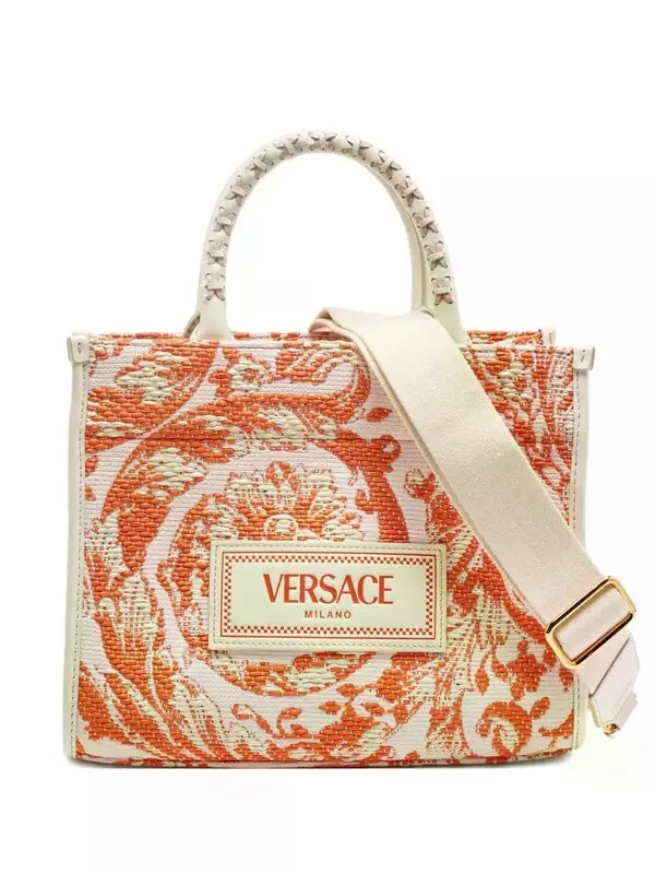 Versace Canvas Raffia Tote Bag