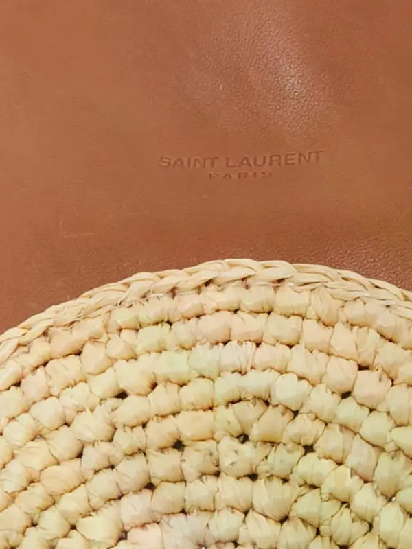 Saint Laurent Mini Cassandre Raffia-panel Clutch Bag