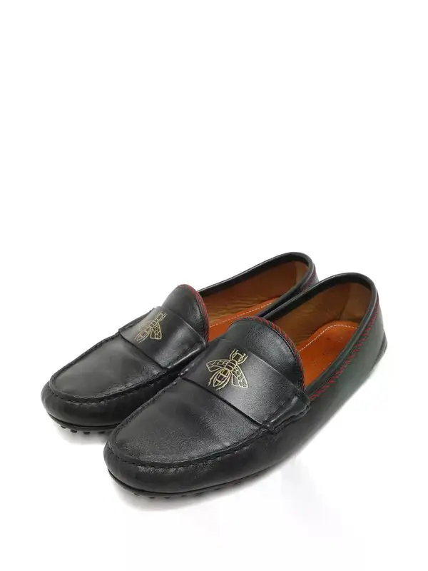 Gucci Bee-detail Leather Loafers