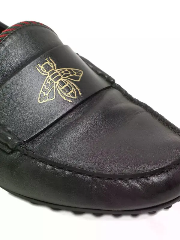 Gucci Bee-detail Leather Loafers