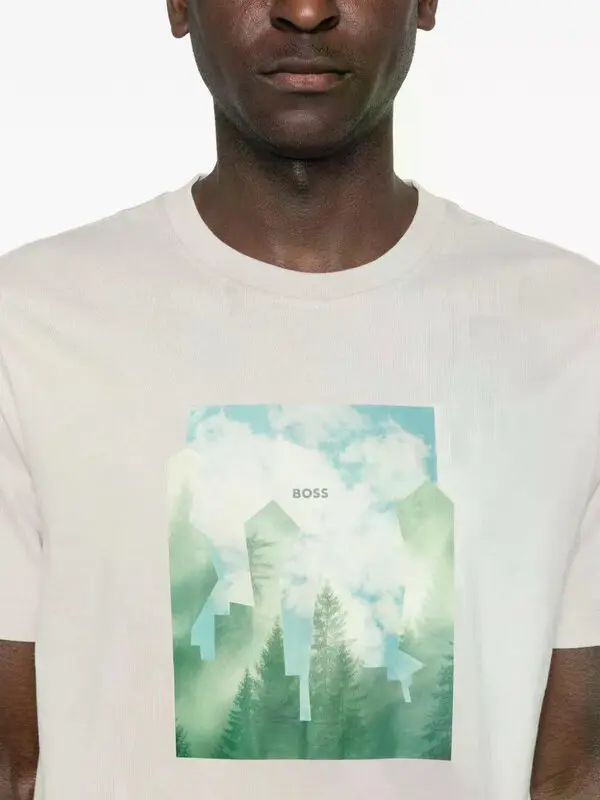 BOSS Printed-artwork T-shirt In Cotton Jersey