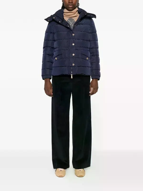 Max Mara Hooded Button-down Quilted Jacket - Blue