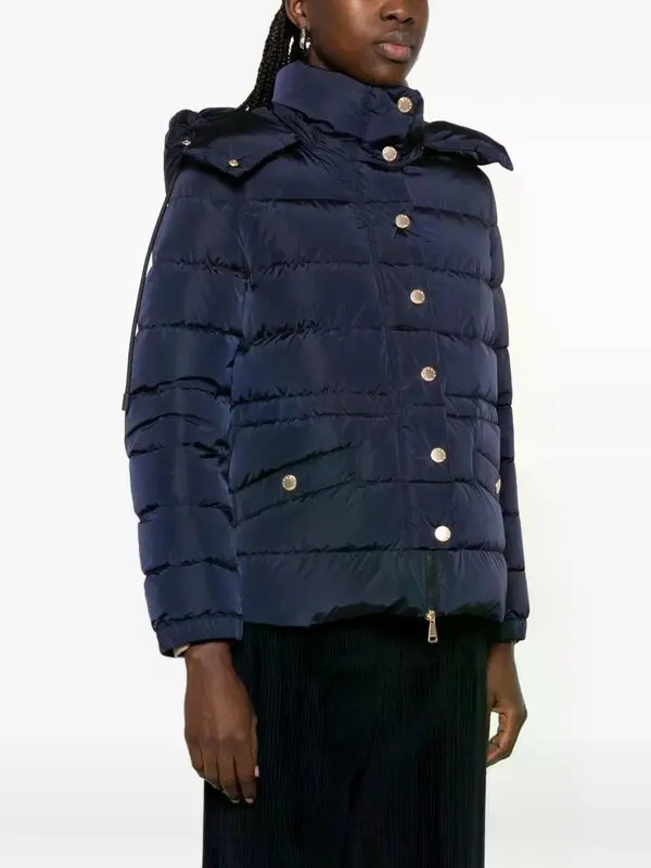 Max Mara Hooded Button-down Quilted Jacket - Blue