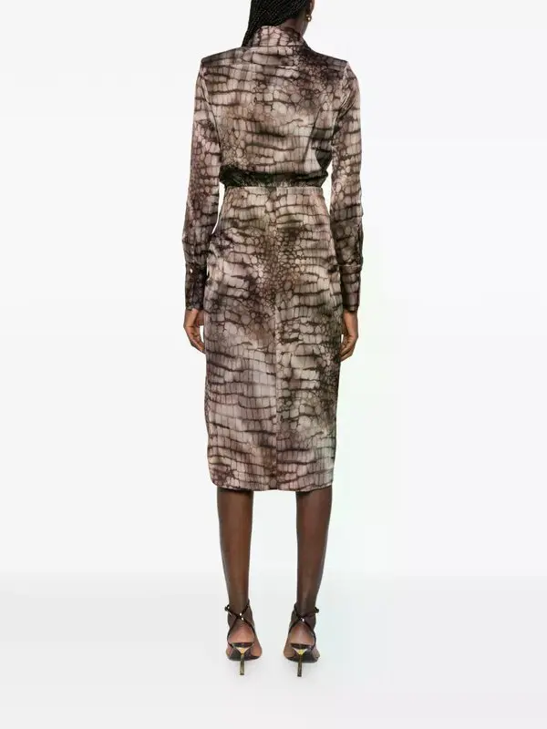 Elisabetta Franchi Patterned Collared Midi Dress