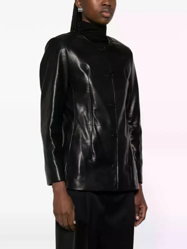 Nour Hammour Maud Leather Button-up Jacket