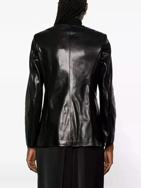Nour Hammour Maud Leather Button-up Jacket