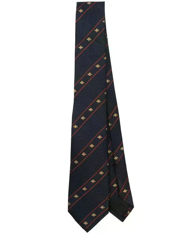 Gucci Bee Web Tie - Blue