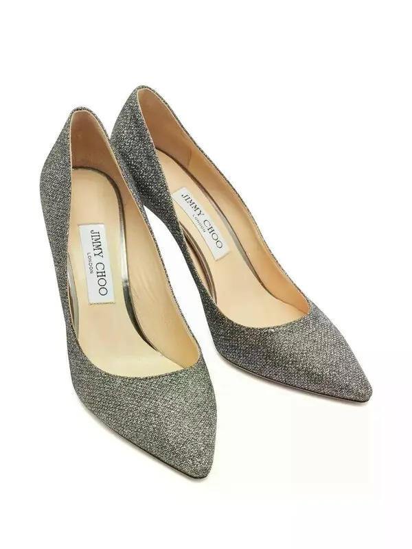 JIMMY CHOO Coarse Glitter Pointed Toe Stiletto Heel Pumps