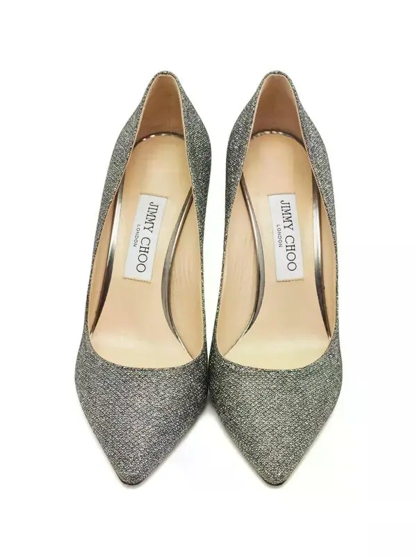 JIMMY CHOO Coarse Glitter Pointed Toe Stiletto Heel Pumps