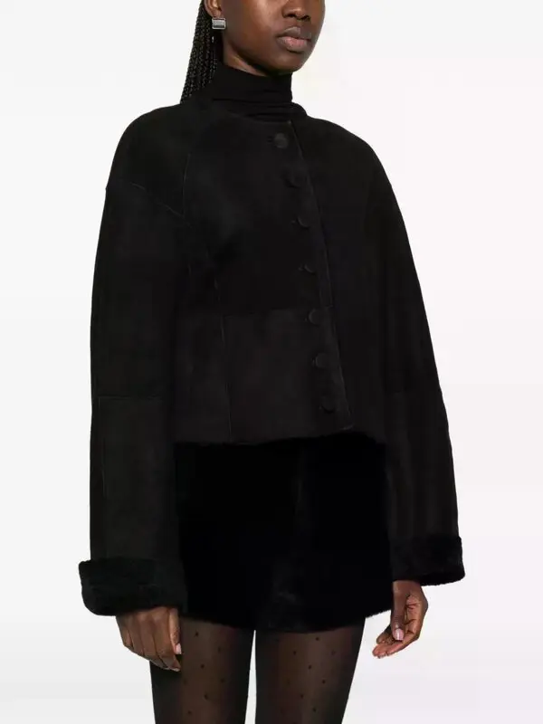 Nour Hammour Willow Buttoned Leather Jacket