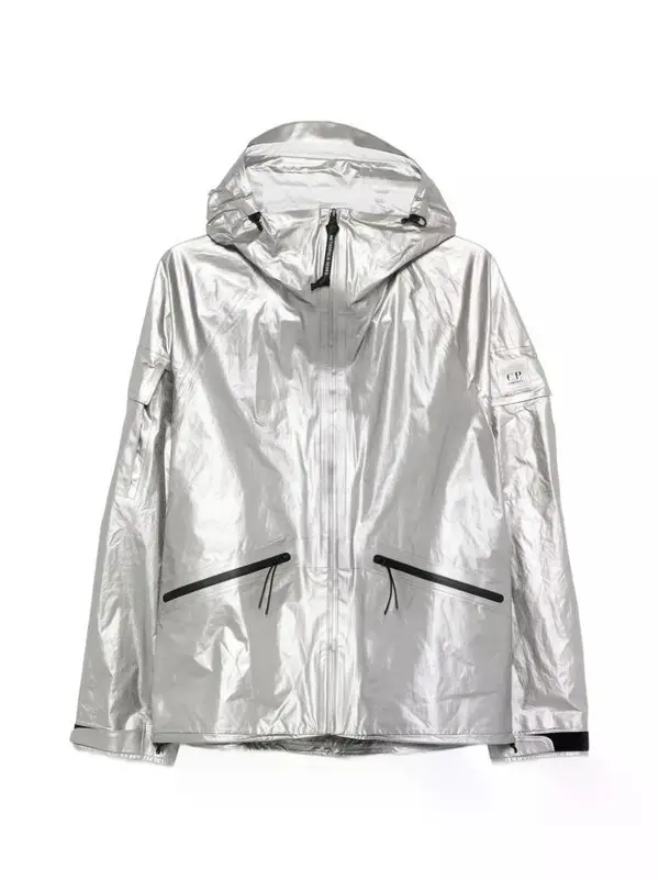 C.P. COMPANY Hooded Zip Jacket With Sleeve Pocket - Silver