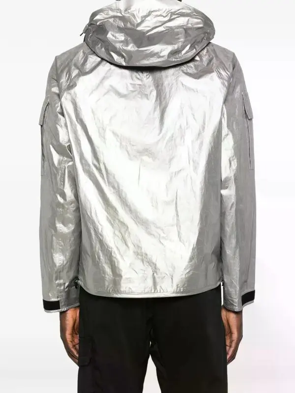 C.P. COMPANY Hooded Zip Jacket With Sleeve Pocket - Silver