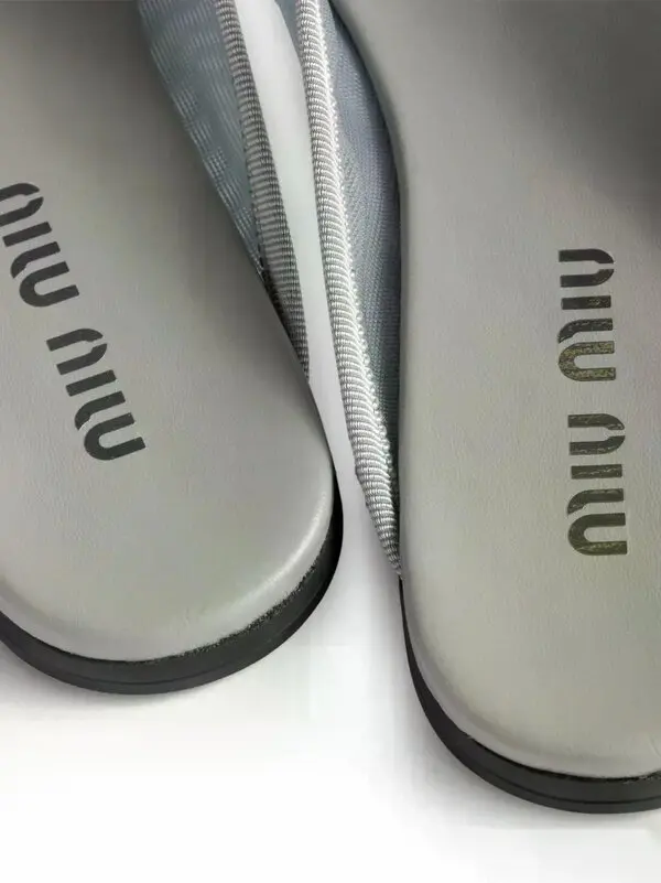 Miu Miu Logo-detail Mesh Slippers - Grey