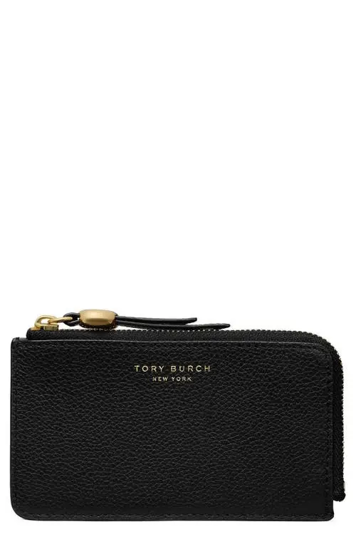 Tory Burch Romy Leather Zip Card Case - Black
