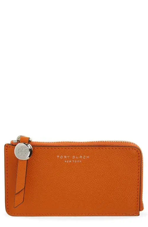 Tory Burch Romy Leather Zip Card Case - Orange