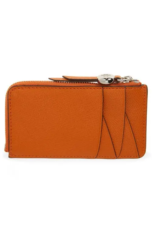 Tory Burch Romy Leather Zip Card Case - Orange
