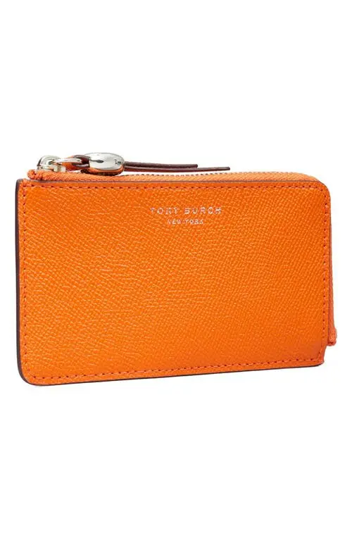 Tory Burch Romy Leather Zip Card Case - Orange