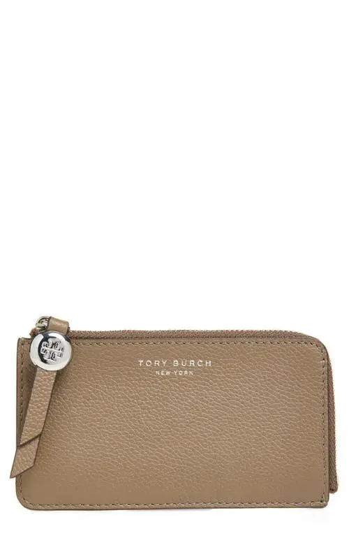 Tory Burch Romy Leather Zip Card Case - Wild Mushroom