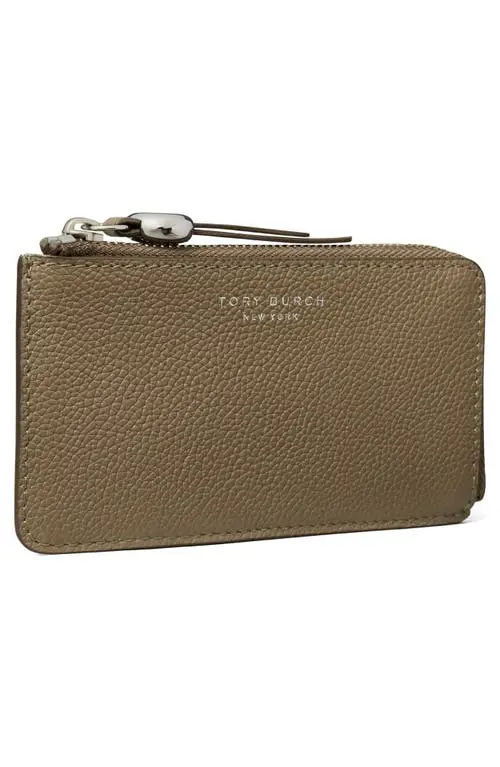 Tory Burch Romy Leather Zip Card Case - Wild Mushroom
