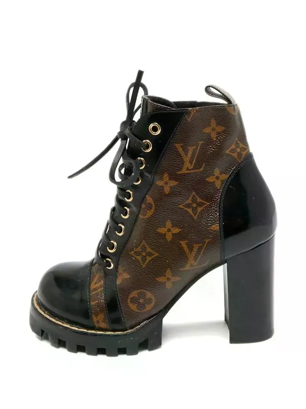 LOUIS VUITTON Monogram Chunky Heel Boots