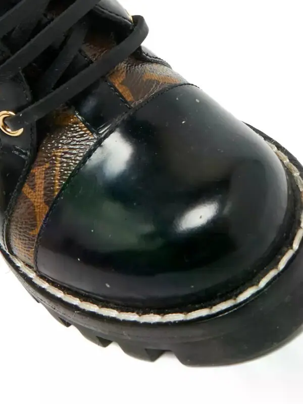 LOUIS VUITTON Monogram Chunky Heel Boots