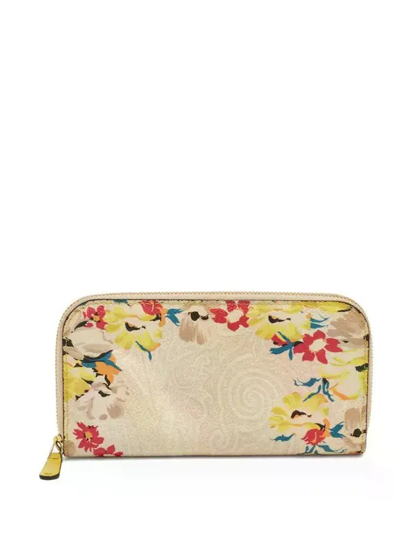 Etro Leather Floral Wallet - Neutrals