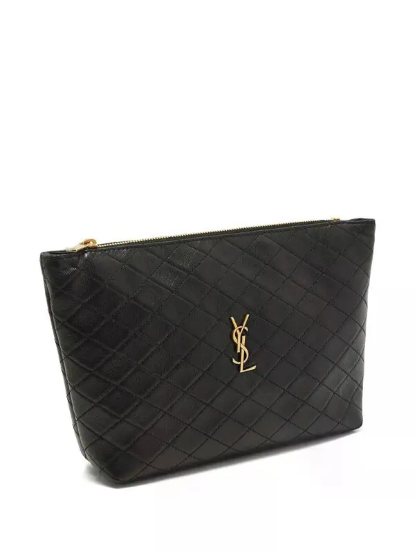 Saint Laurent Gaby Leather Cosmetic Pouch