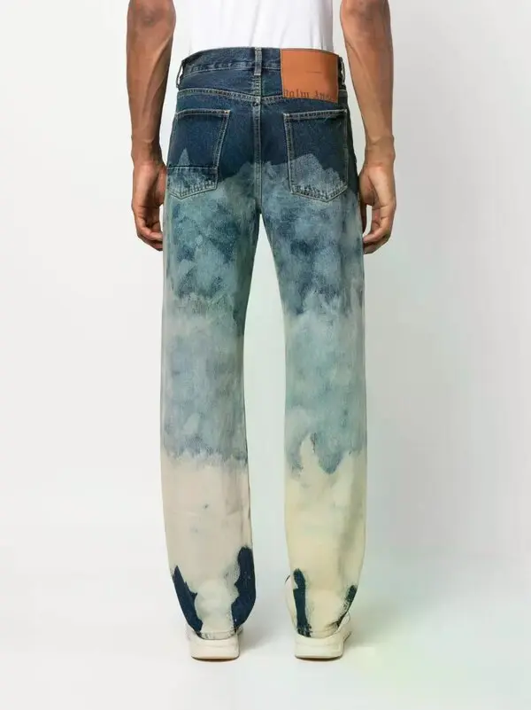 Palm Angels Tie-dye Straight Leg Jeans