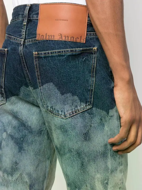 Palm Angels Tie-dye Straight Leg Jeans