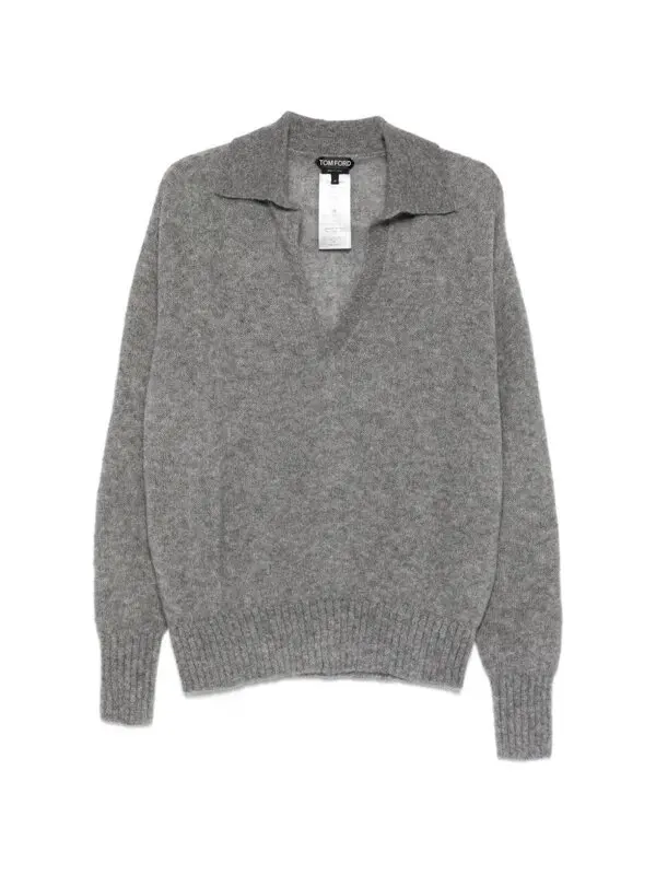 TOM FORD V-neck Collared Sweater - Grey