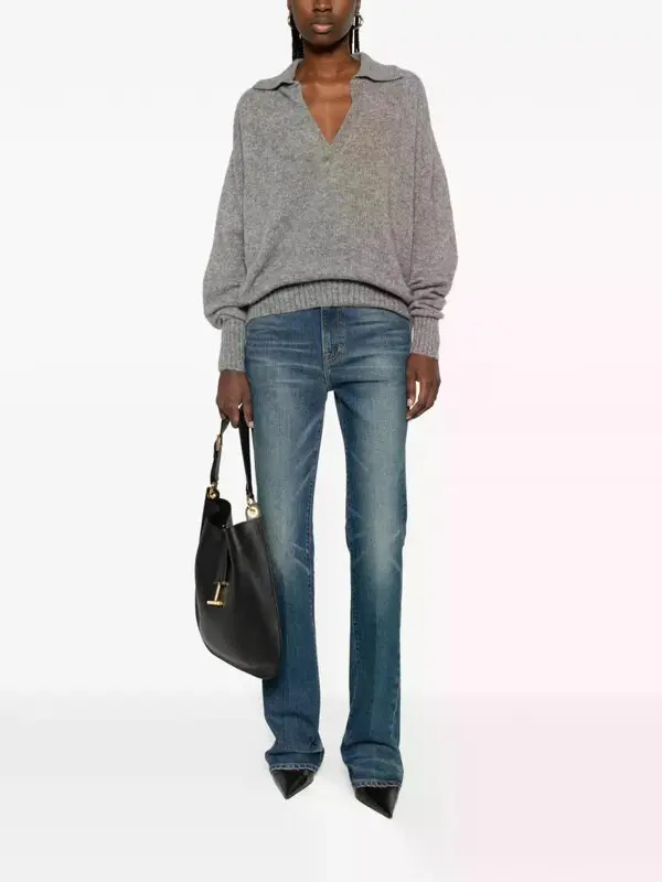 TOM FORD V-neck Collared Sweater - Grey