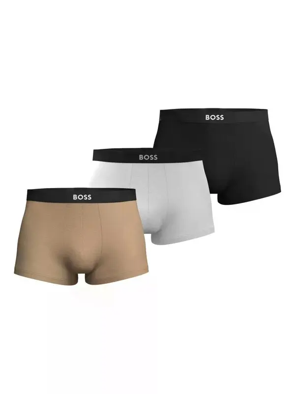 BOSS Three Pack Of Stretch Cotton Trunks With Logo Waistbands