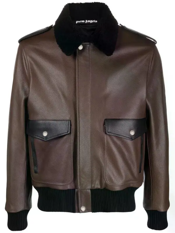 Palm Angels Racing Aviator Leather Jacket