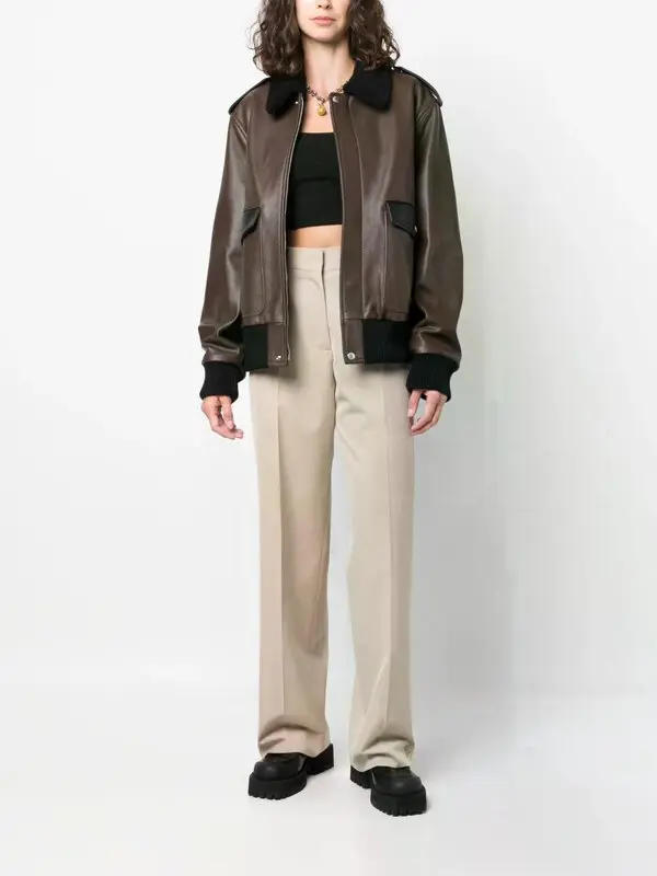 Palm Angels Racing Aviator Leather Jacket