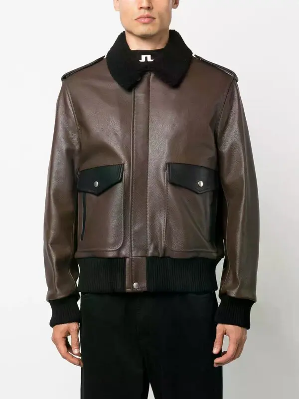 Palm Angels Racing Aviator Leather Jacket