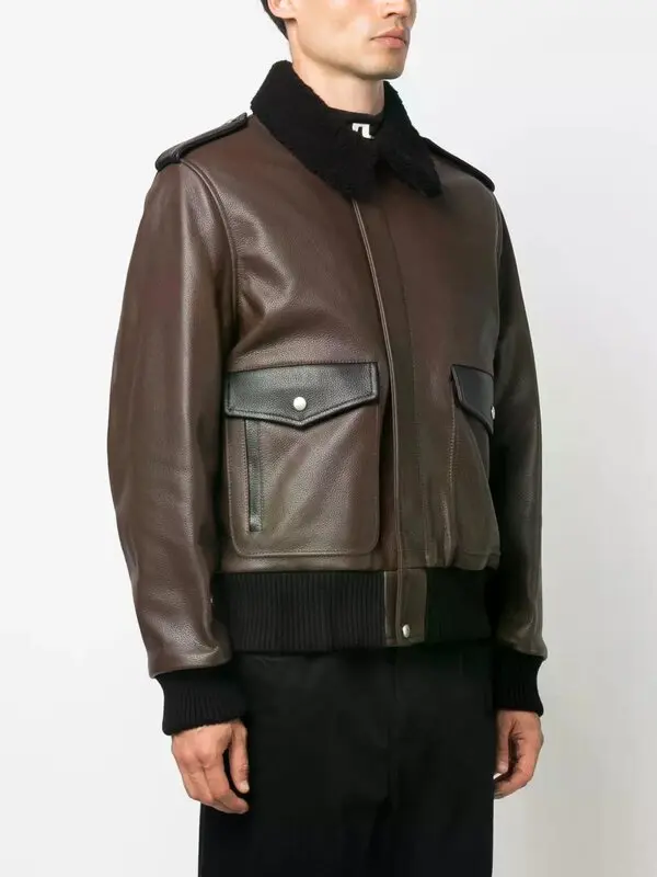 Palm Angels Racing Aviator Leather Jacket