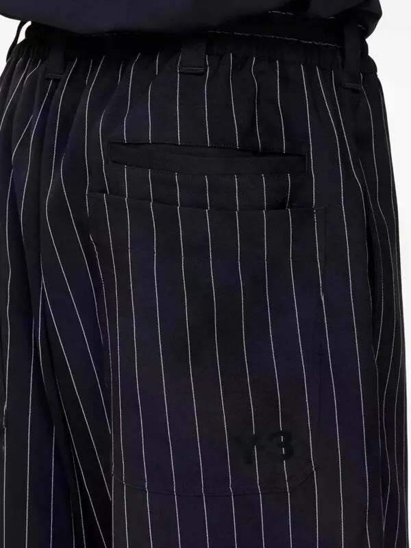 Y3 Pinstripe Drawstring Shorts - Black