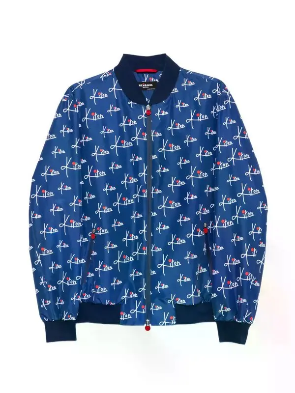 Kiton Zip Printed Jacket - Blue