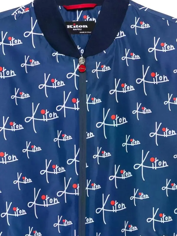 Kiton Zip Printed Jacket - Blue
