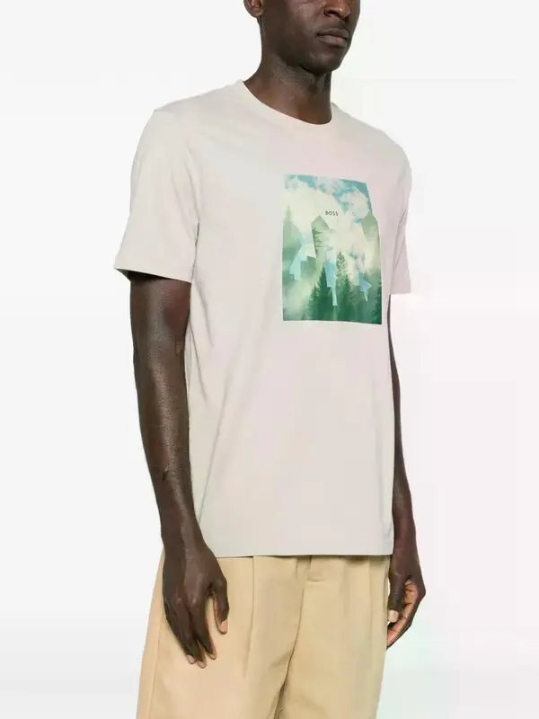 BOSS Printed-artwork T-shirt In Cotton Jersey