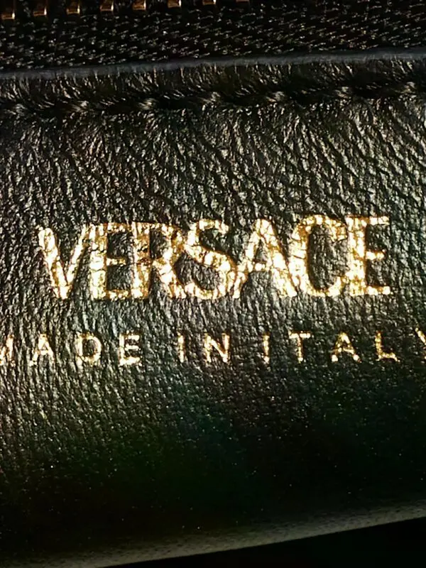 Versace Emblem Leather Satchel