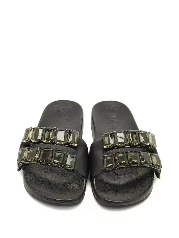 JIMMY CHOO Fitz Crystal Embellished Slip-on Sandals