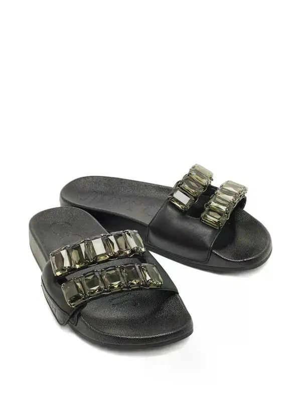 JIMMY CHOO Fitz Crystal Embellished Slip-on Sandals
