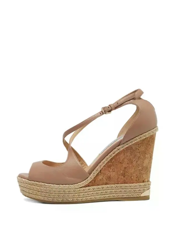 JIMMY CHOO Leather Wedge Espadrilles