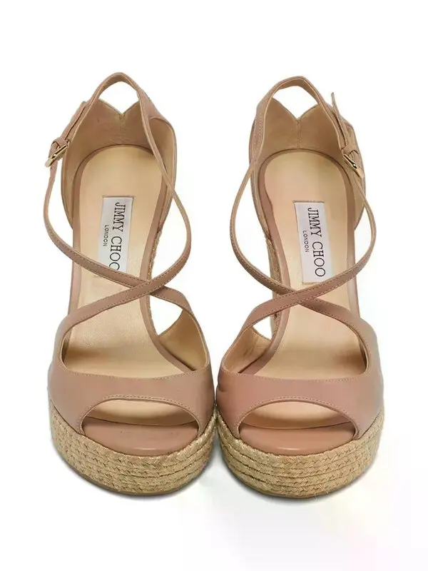 JIMMY CHOO Leather Wedge Espadrilles