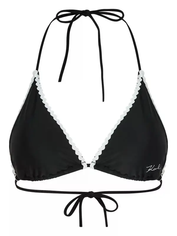 Karl Lagerfeld Scallop-trimmed Bikini Top - Black