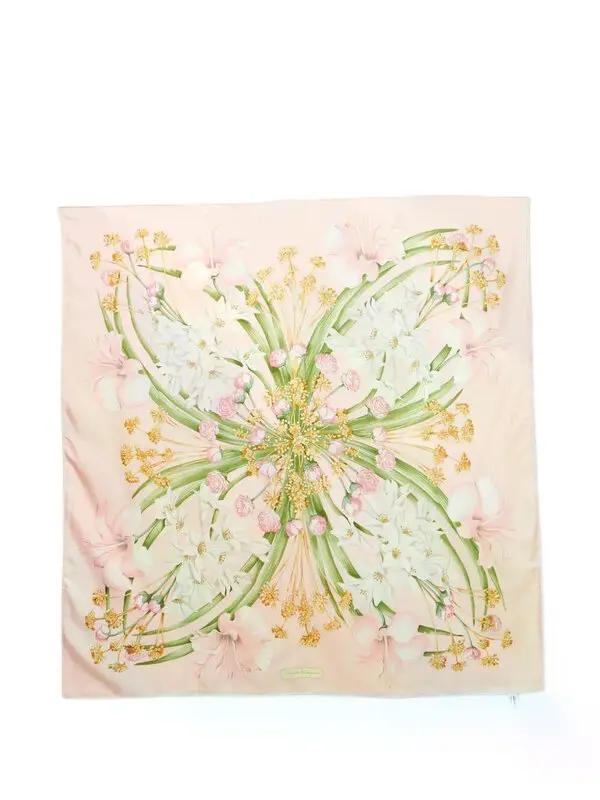 FERRAGAMO Silk Floral-print Square-shape Scarf - Pink